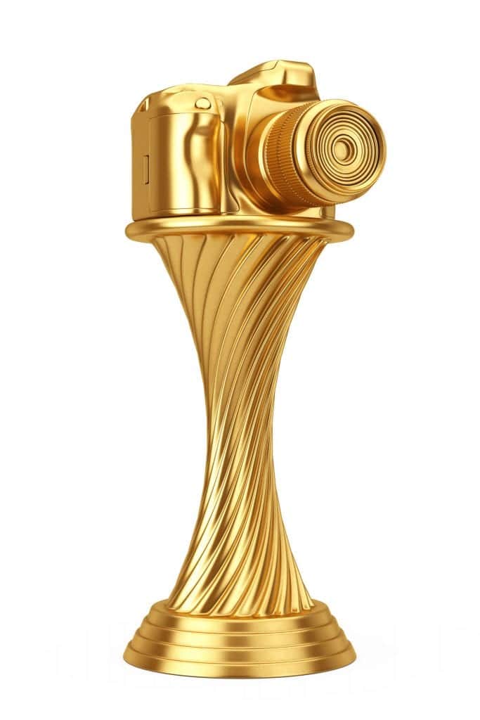 Photography Award Concept. Golden Award Trophy Modern Digital Photo ...